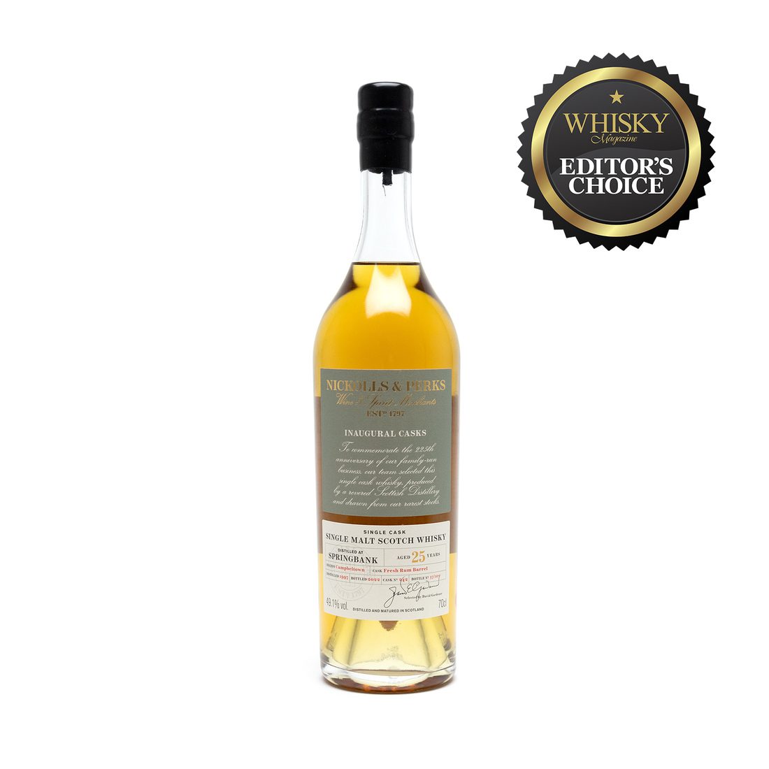 Springbank 25 Year Old 1997 (Cask 242) - Nickolls & Perks Inaugural ...